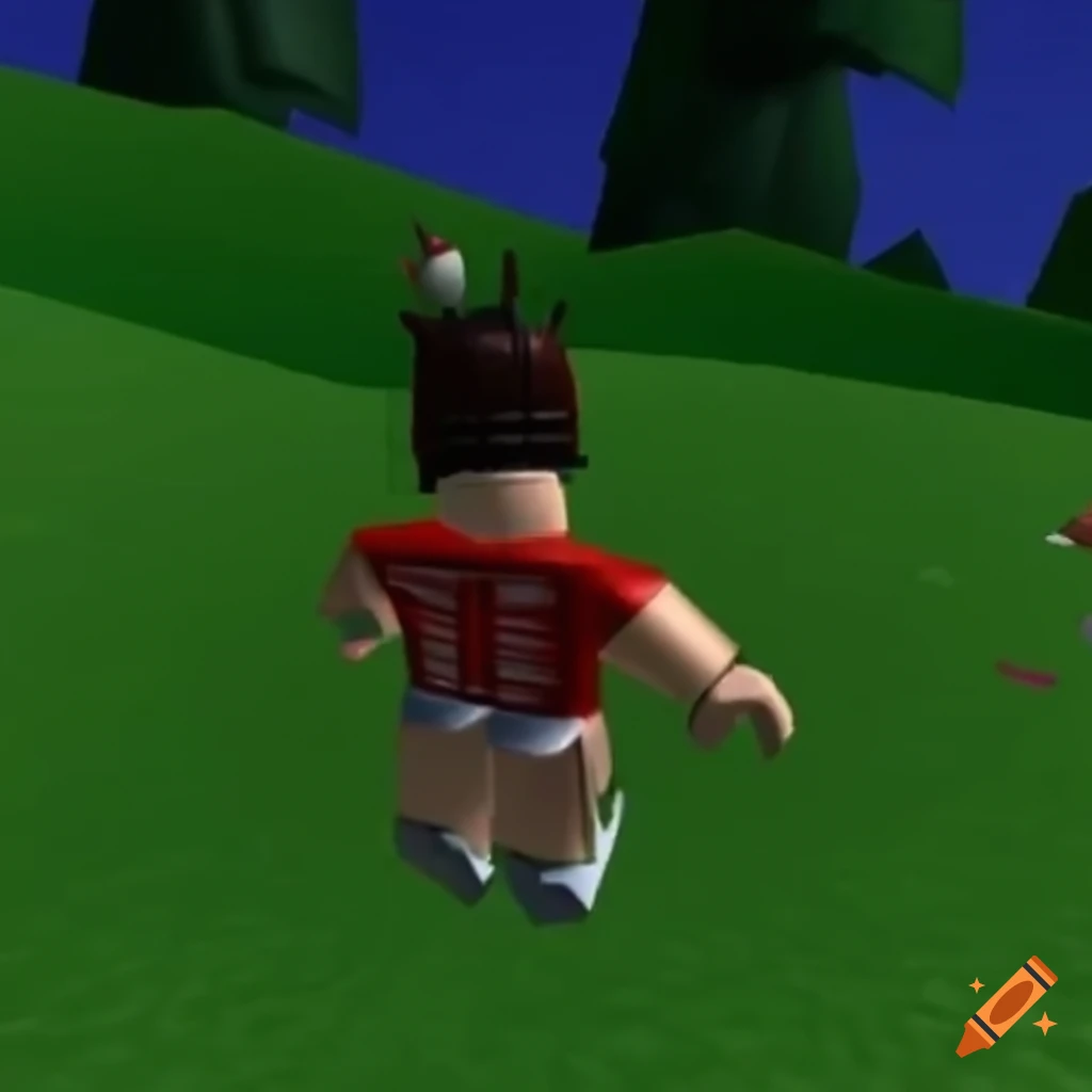 Roblox character falling from a hill on Craiyon