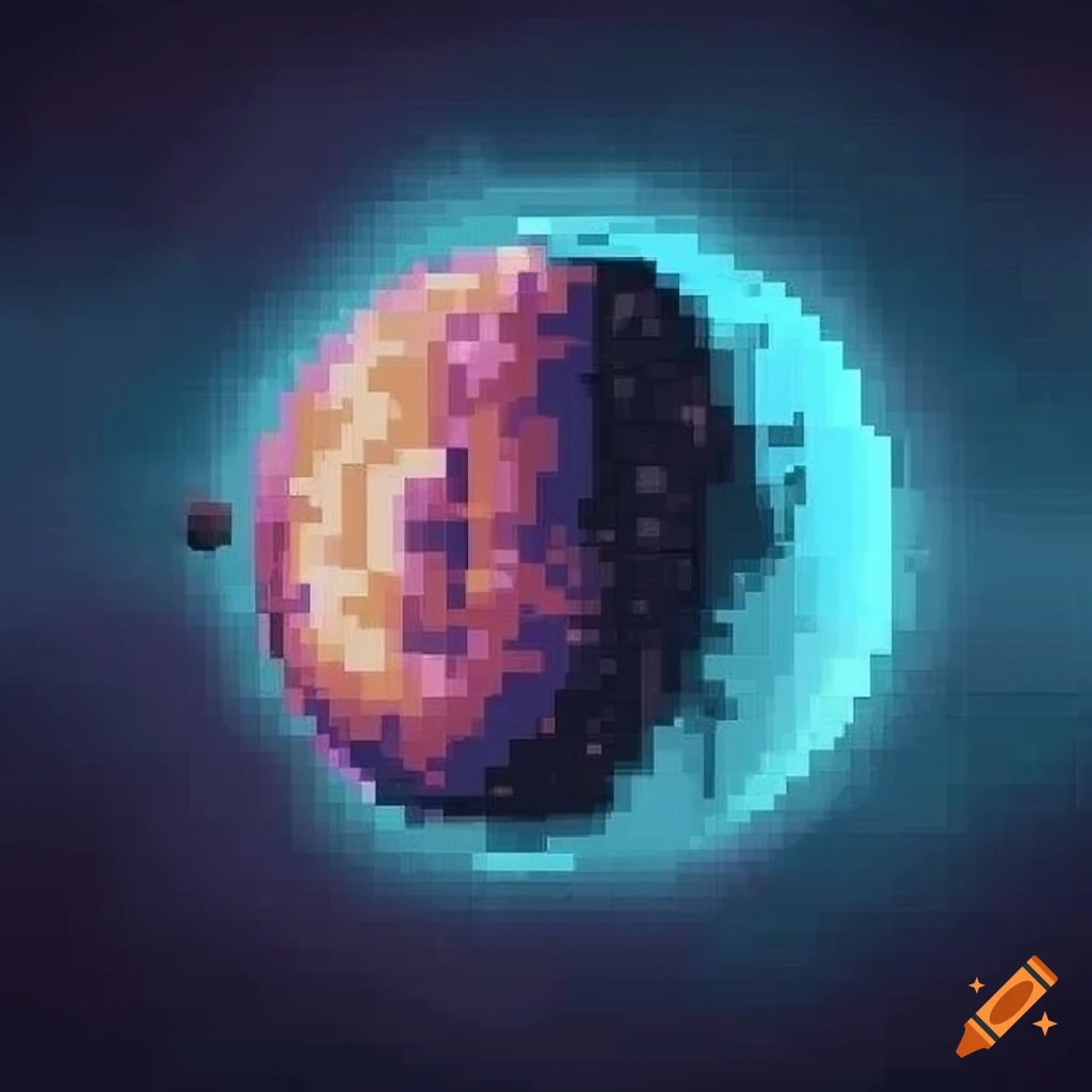 Futuristic 16bit pixel art of a planet on Craiyon