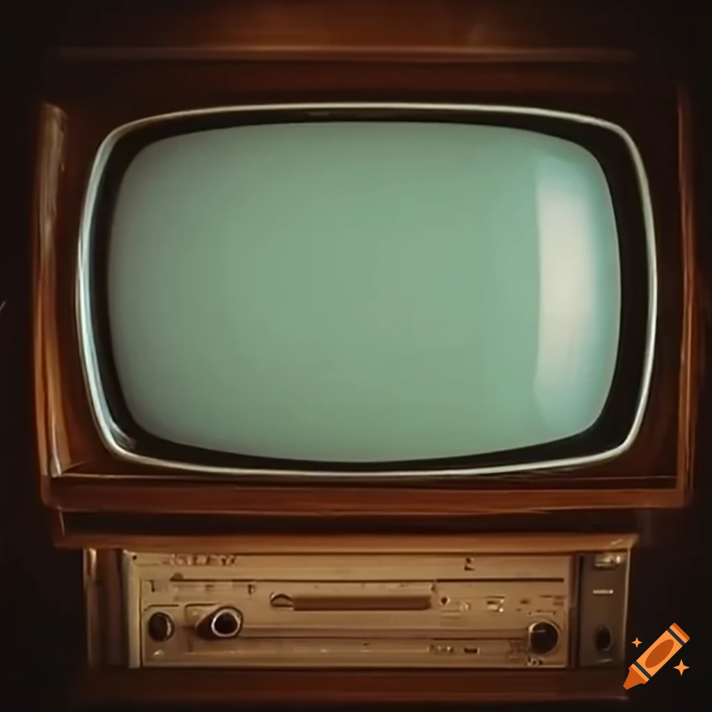 Close up of an old tv from the front view on Craiyon