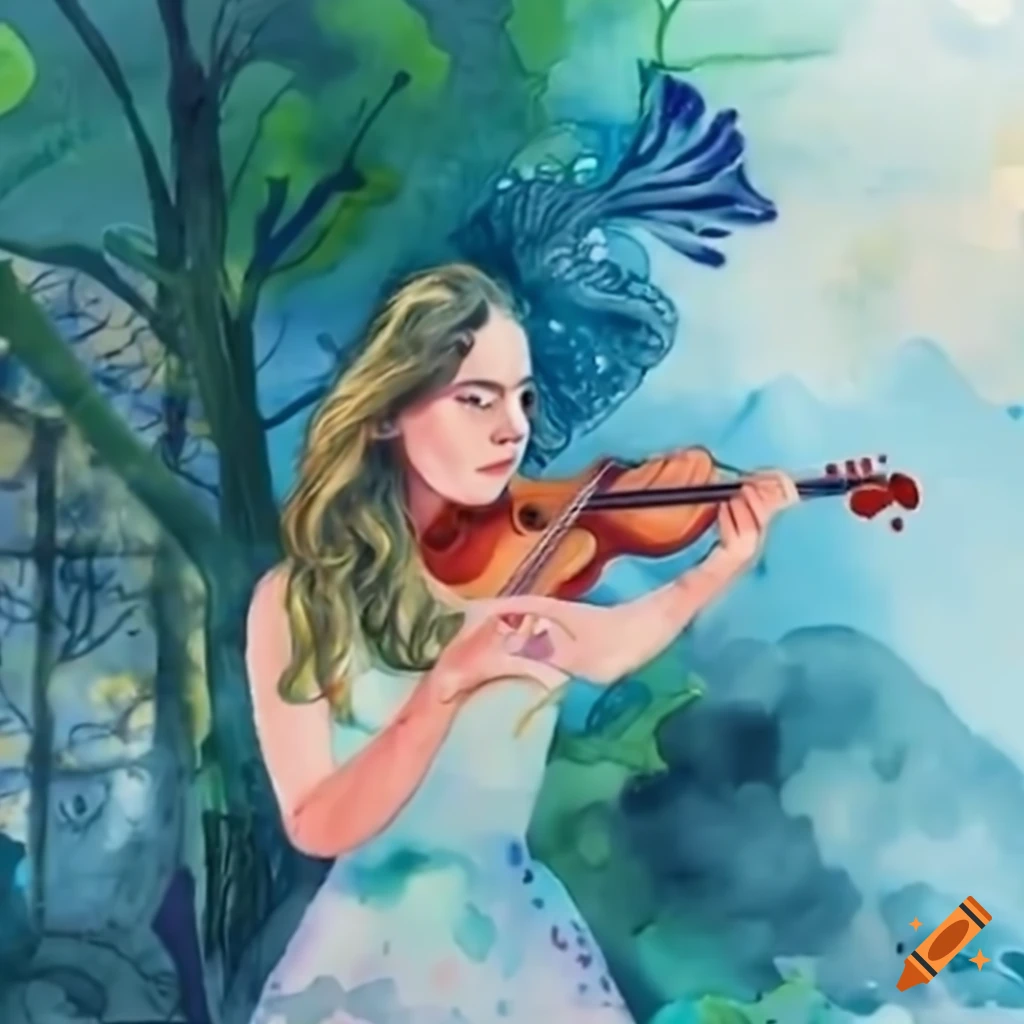 Elegant musician playing music in nature on Craiyon