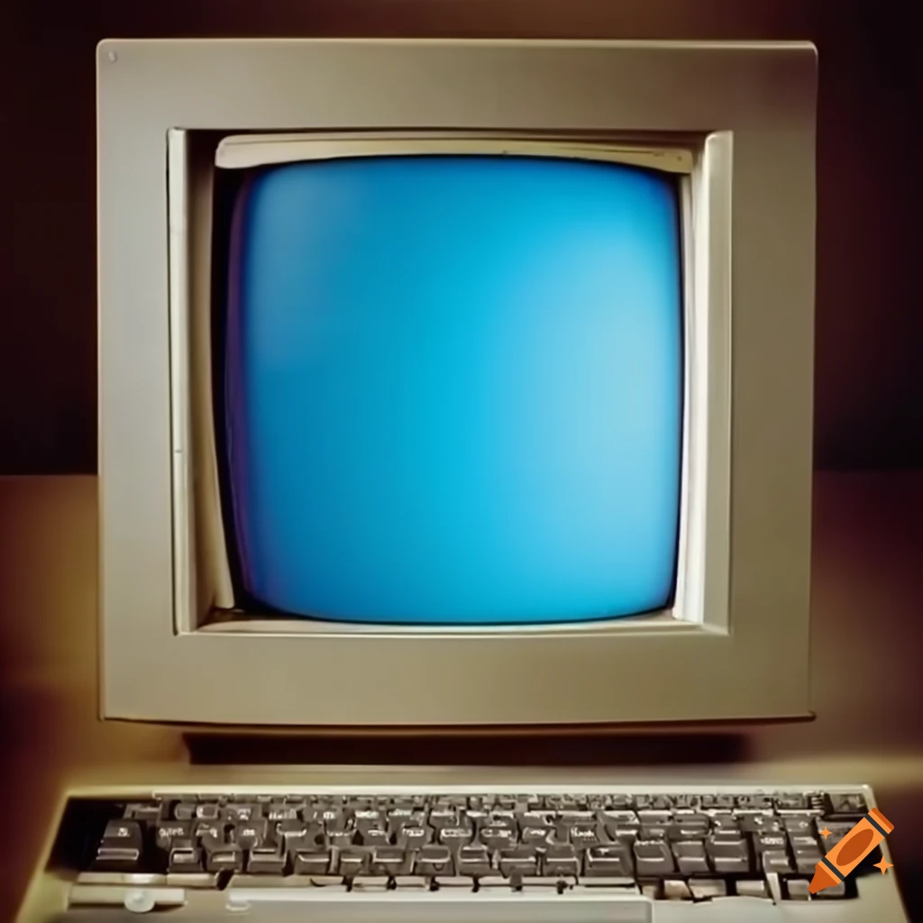 Close-up front view of an old computer monitor screen on Craiyon