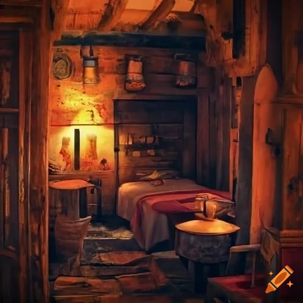 Rundown room in a budget-friendly medieval-style inn on Craiyon