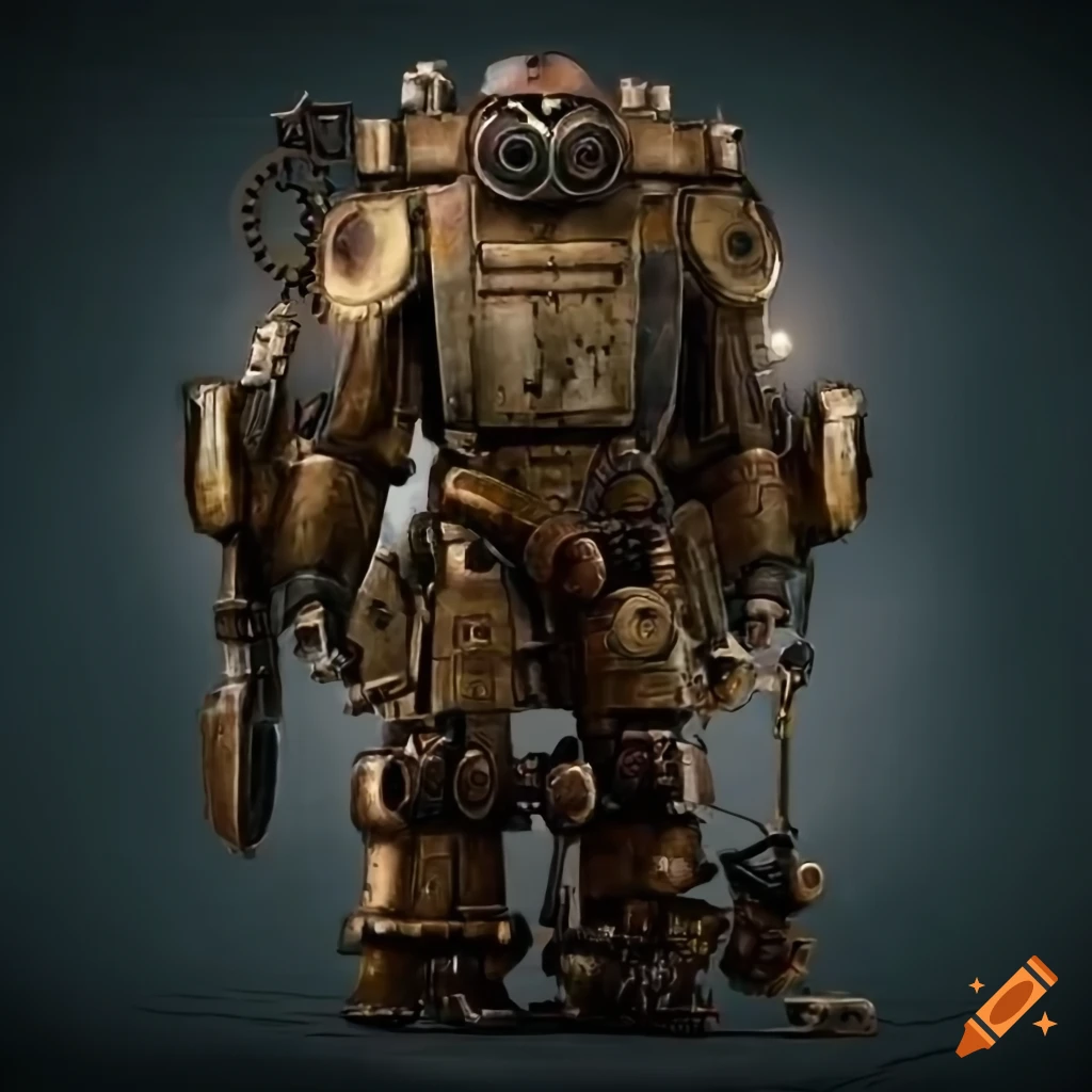 Steampunk droid in cowboy attire inspired by striker eureka, cherno ...