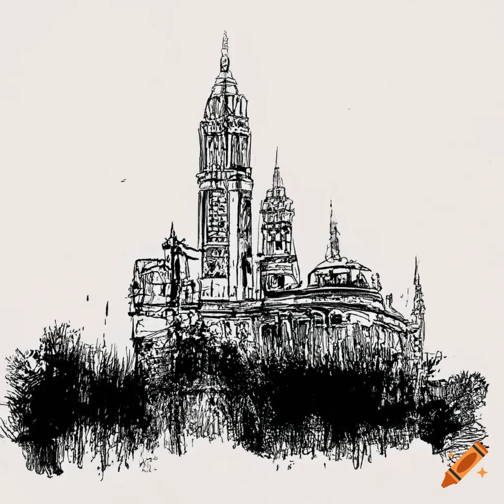 Black and white drawing of marseille, france on Craiyon