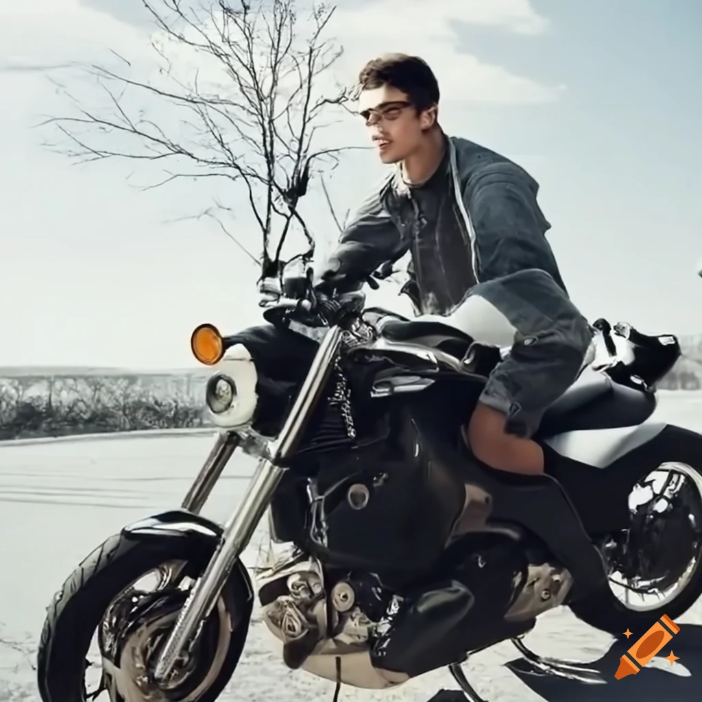 Boy on a motorcycle on Craiyon