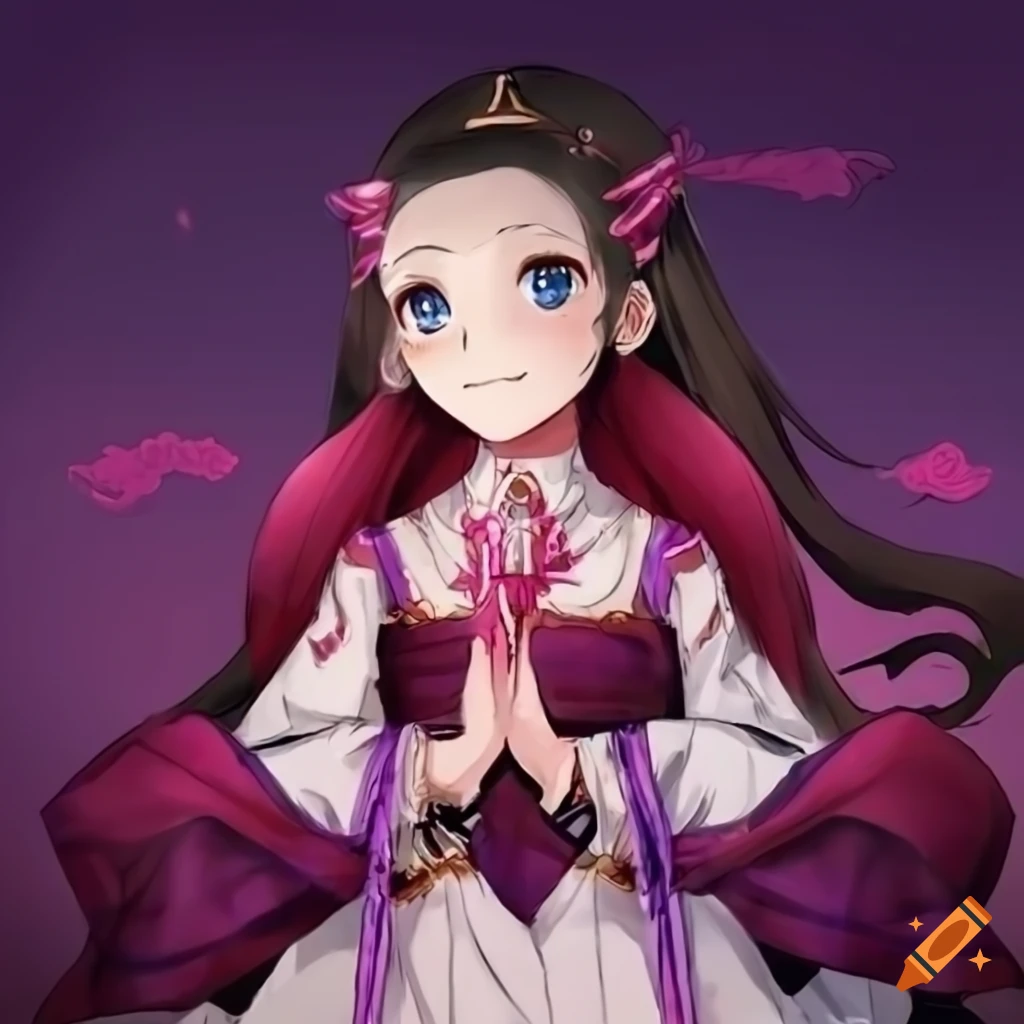 Stunning evil princess in traditional priestly attire in anime style on ...