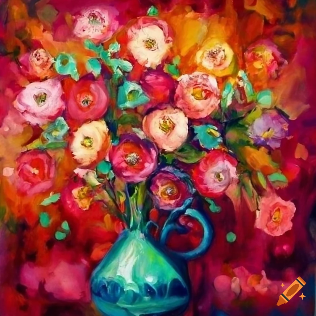 Contemporary flower paintings on Craiyon