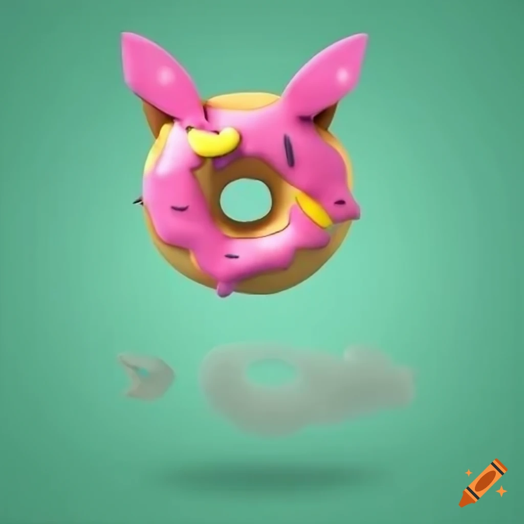 Cute 3d render of a donut pokemon with cat ears and a face on Craiyon