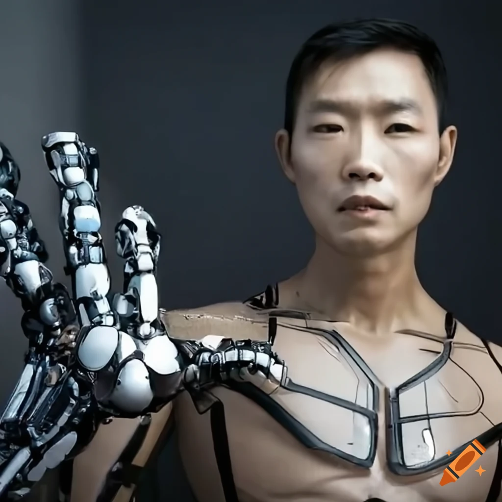 Asian male cyborg with a japanese heritage on Craiyon