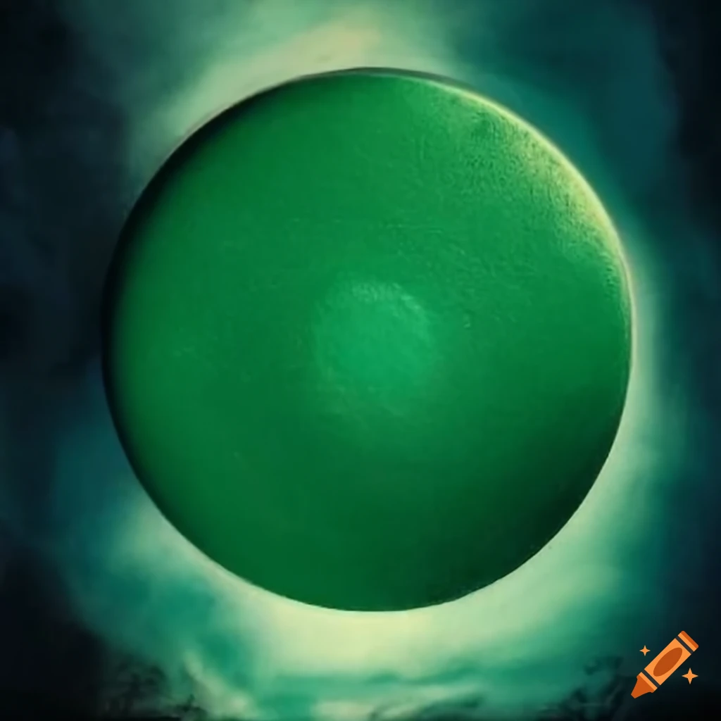 Green disc with a bob ross painting label on Craiyon