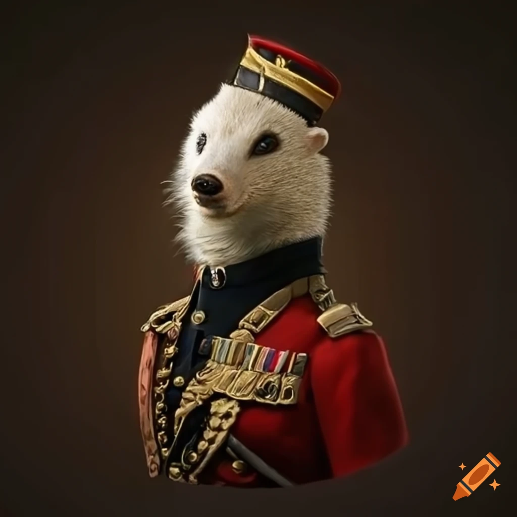 British army officer-dressed gentleman badger on Craiyon