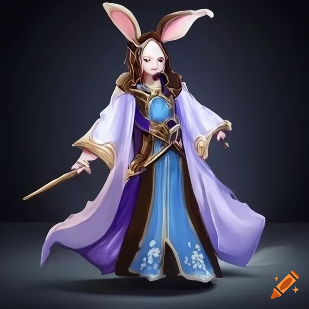 Majestic rabbit mage in gorgeous robes on Craiyon