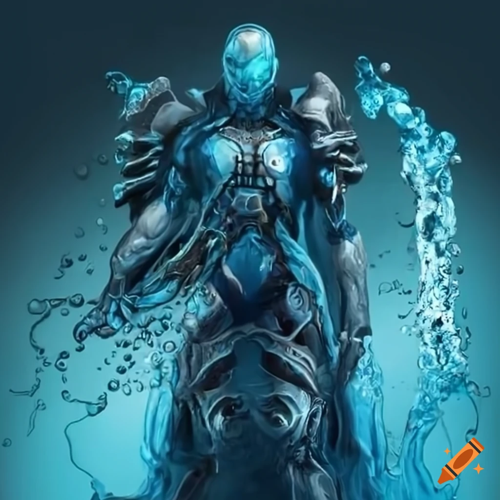 Beautiful water-made warforged on Craiyon