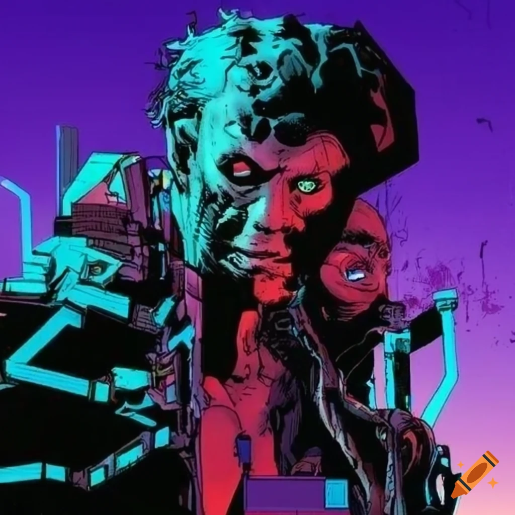 Sci-fi comic book cover in cyberpunk style by Mike Hinge and Steranko ...