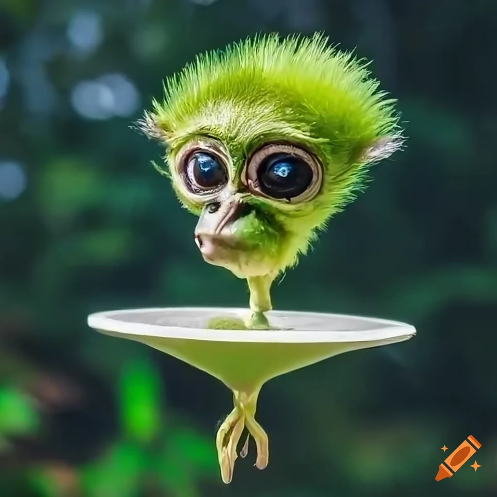 Alien flower monkey and organic ufo with aliens flying in space on Craiyon
