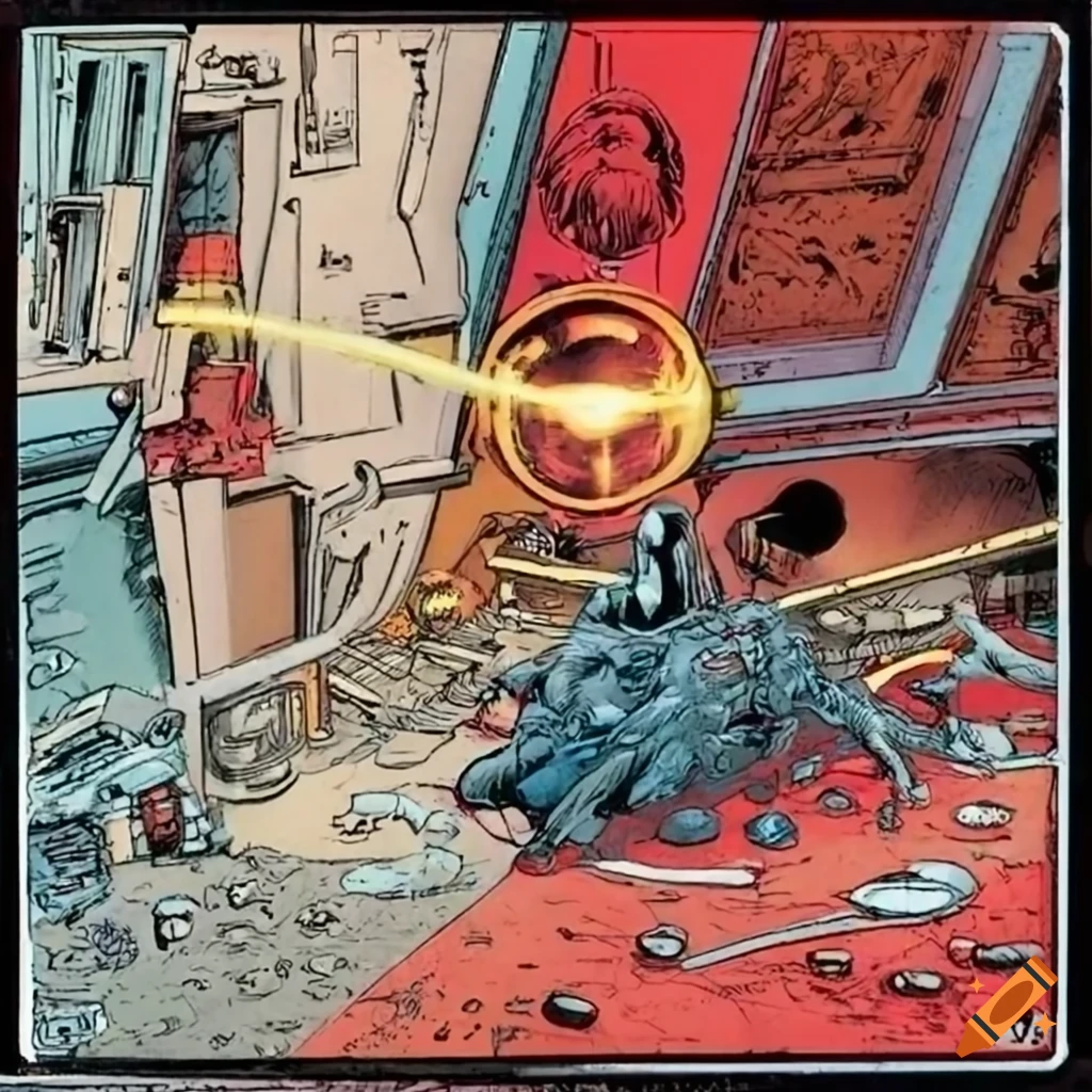 Vintage sci-fi comic book illustration of a machine from the 50s on Craiyon