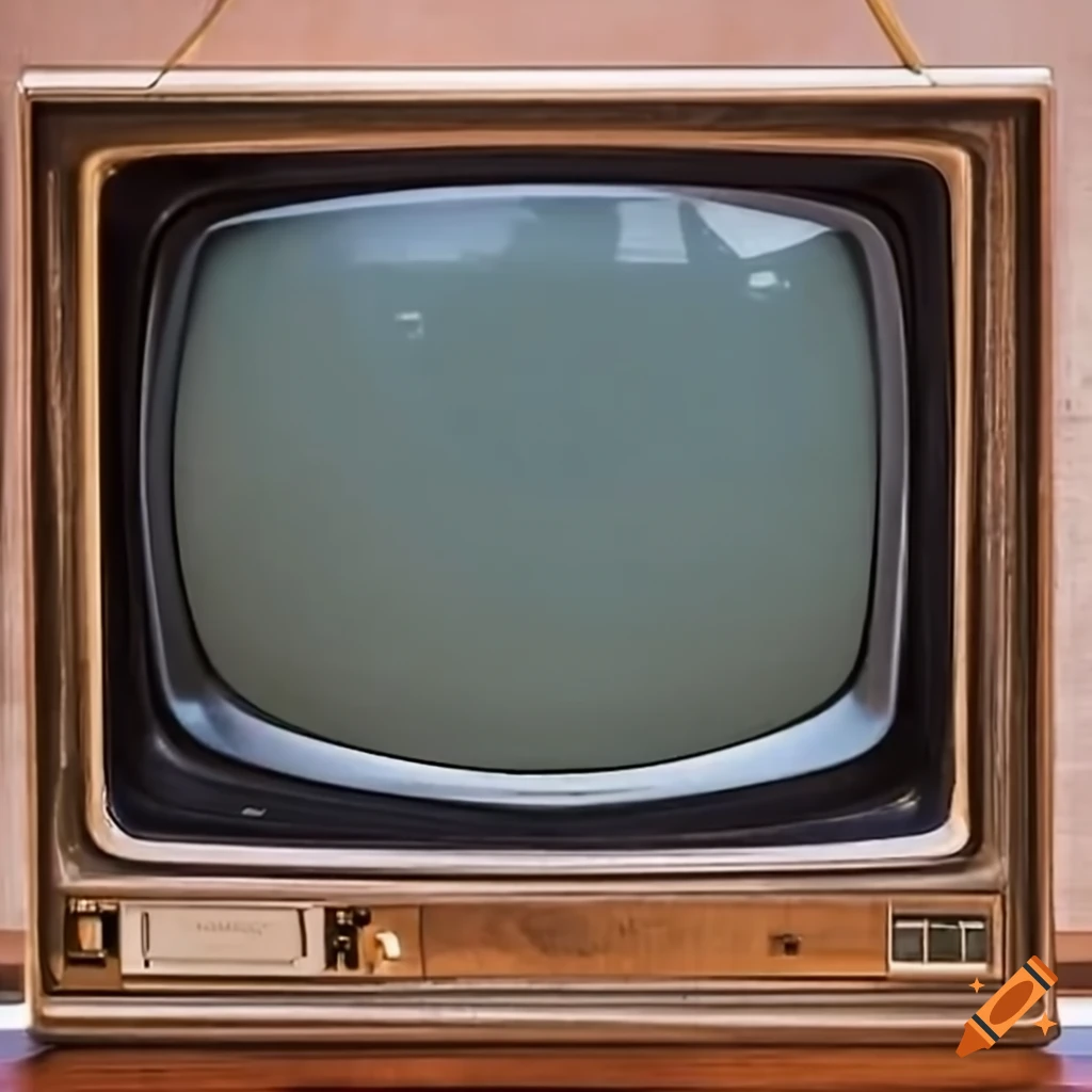 Close up of an old tv from the front view on Craiyon