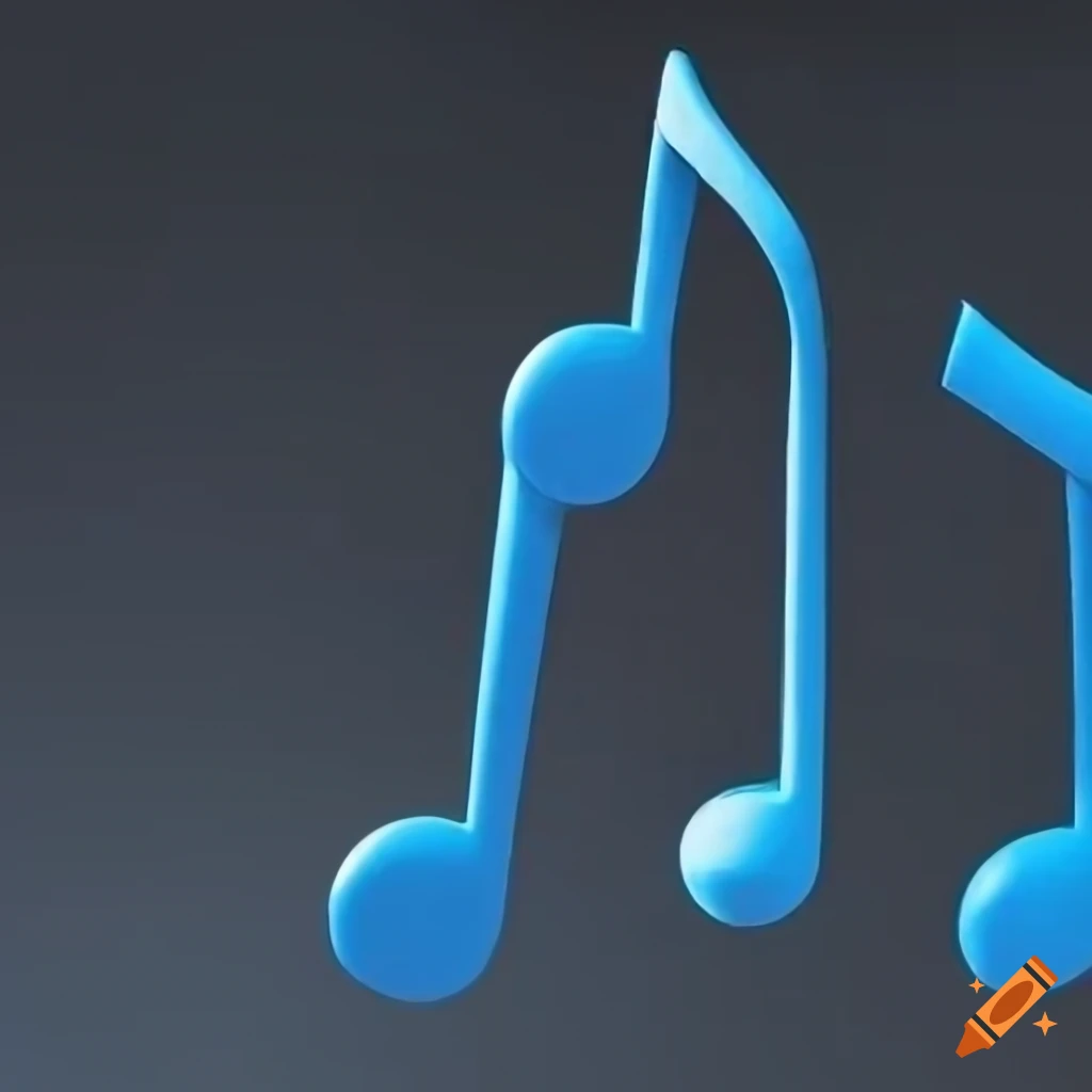 Blue musical notes floating in the darkness on Craiyon