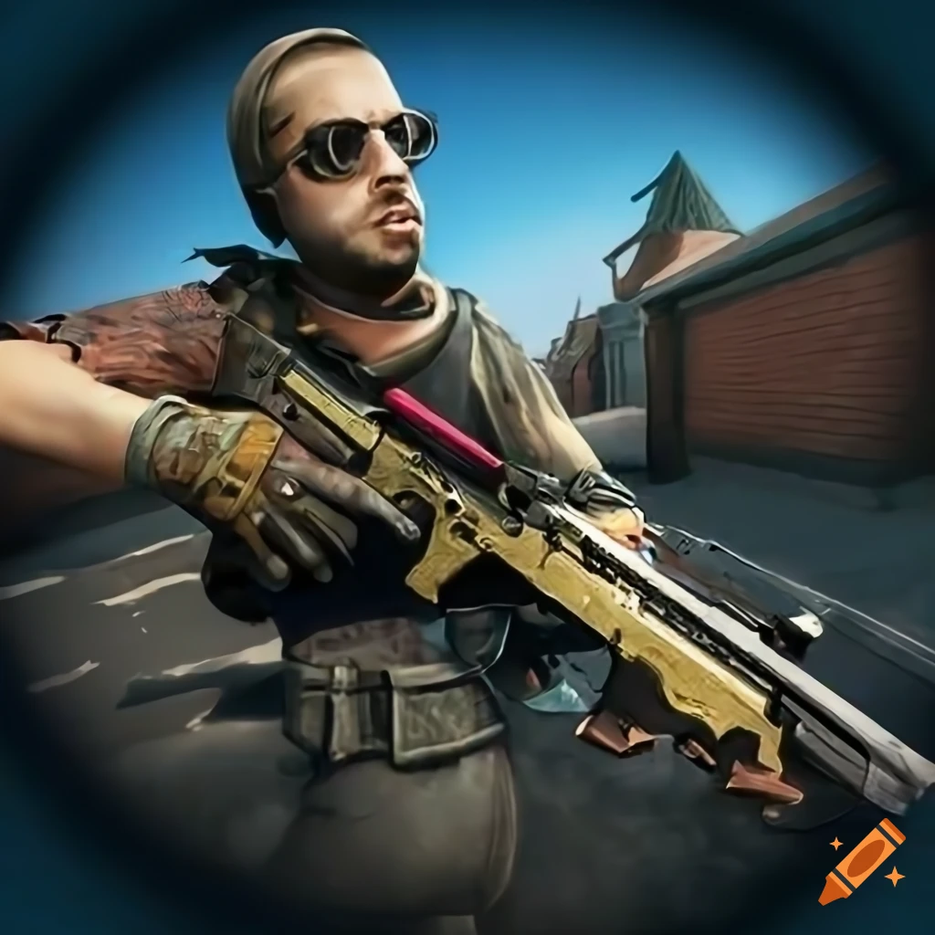 Profile picture of a csgo character with weapons in hd 4k quality on Craiyon