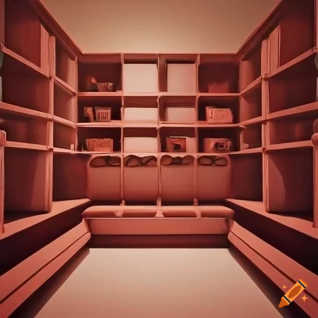 Inviting room with colorful clay in alcove storage on Craiyon