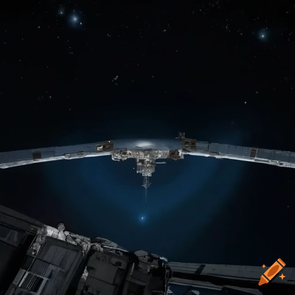 Abandoned space station drifting through deep space on Craiyon