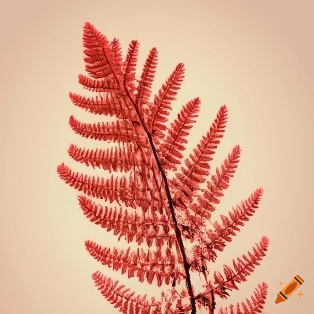 Red fern on light beige background on Craiyon