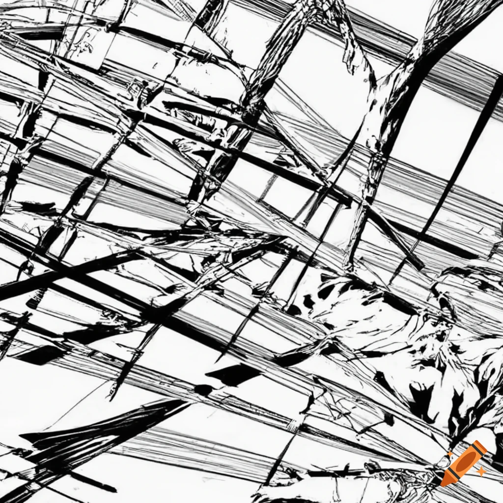 Black and white highly detailed manga panel with sharp outlines on Craiyon