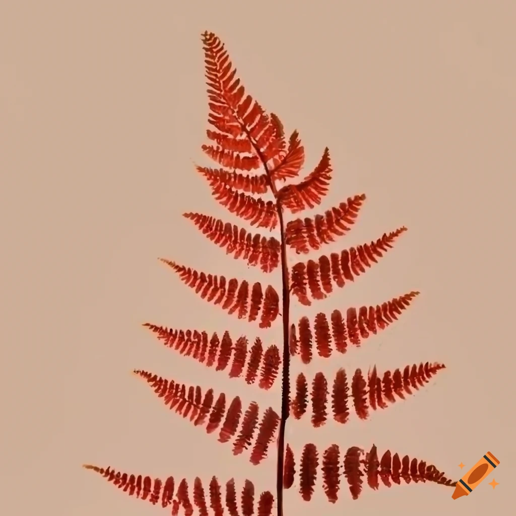 Red fern on light beige background on Craiyon