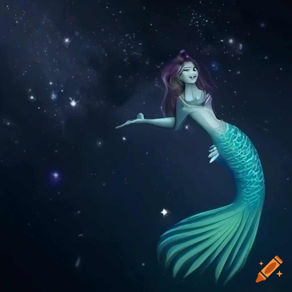 Gorgeous stunning space mermaid illustration on Craiyon
