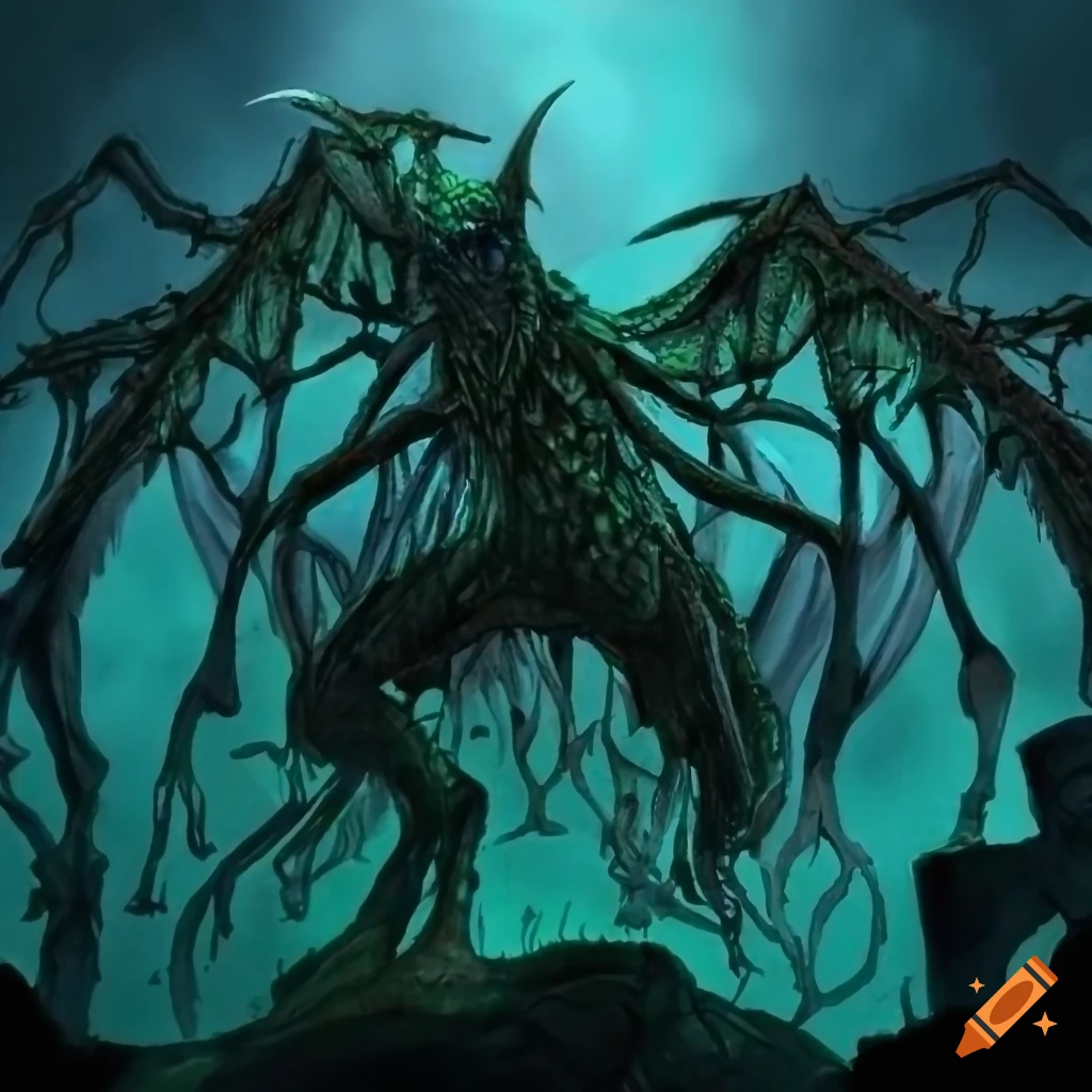 Eldritch Eldrazi Phyrexian monster with fractal patterns and malachite ...