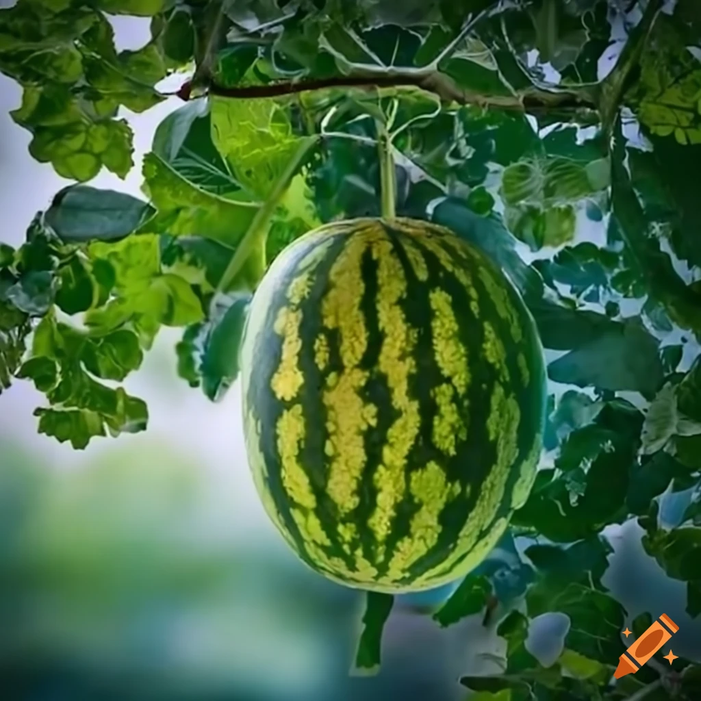 Tree with a hanging watermelon on Craiyon