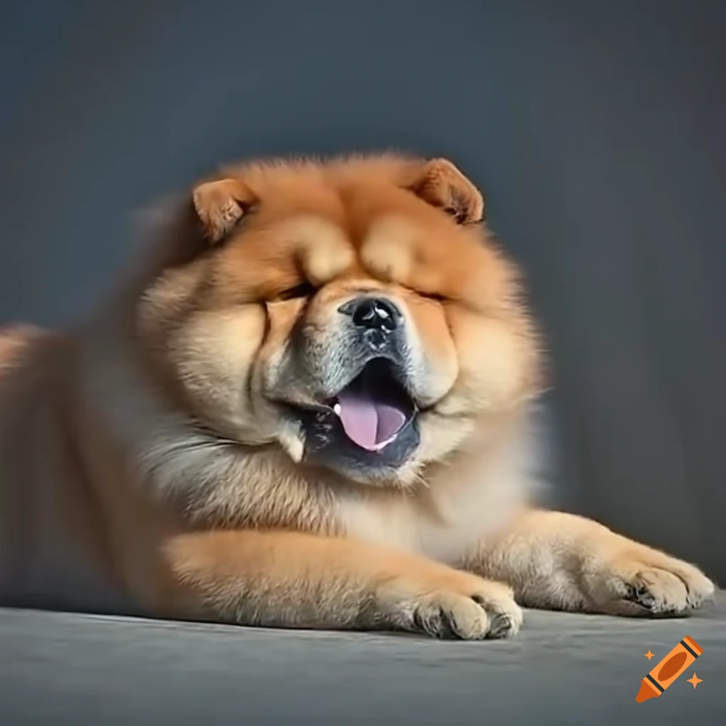 Sleeping chow chow puppy in a serene chinese setting on Craiyon