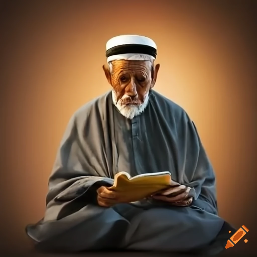 Elderly man reading the qur'an on Craiyon