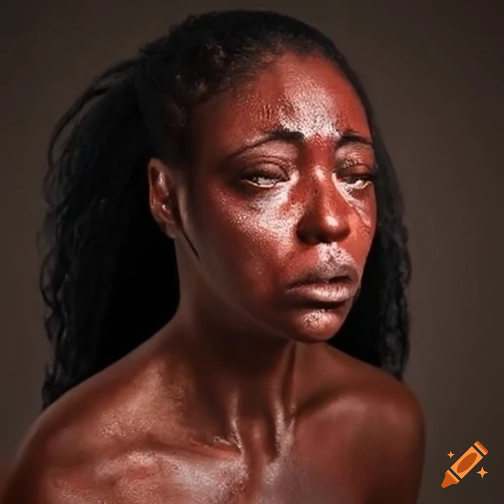 Woman fighter with bruised face showing wobbly and dizzy expression on ...