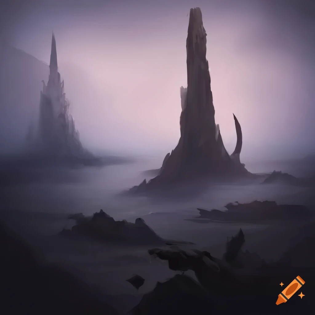 Mythical desolate landscape on Craiyon