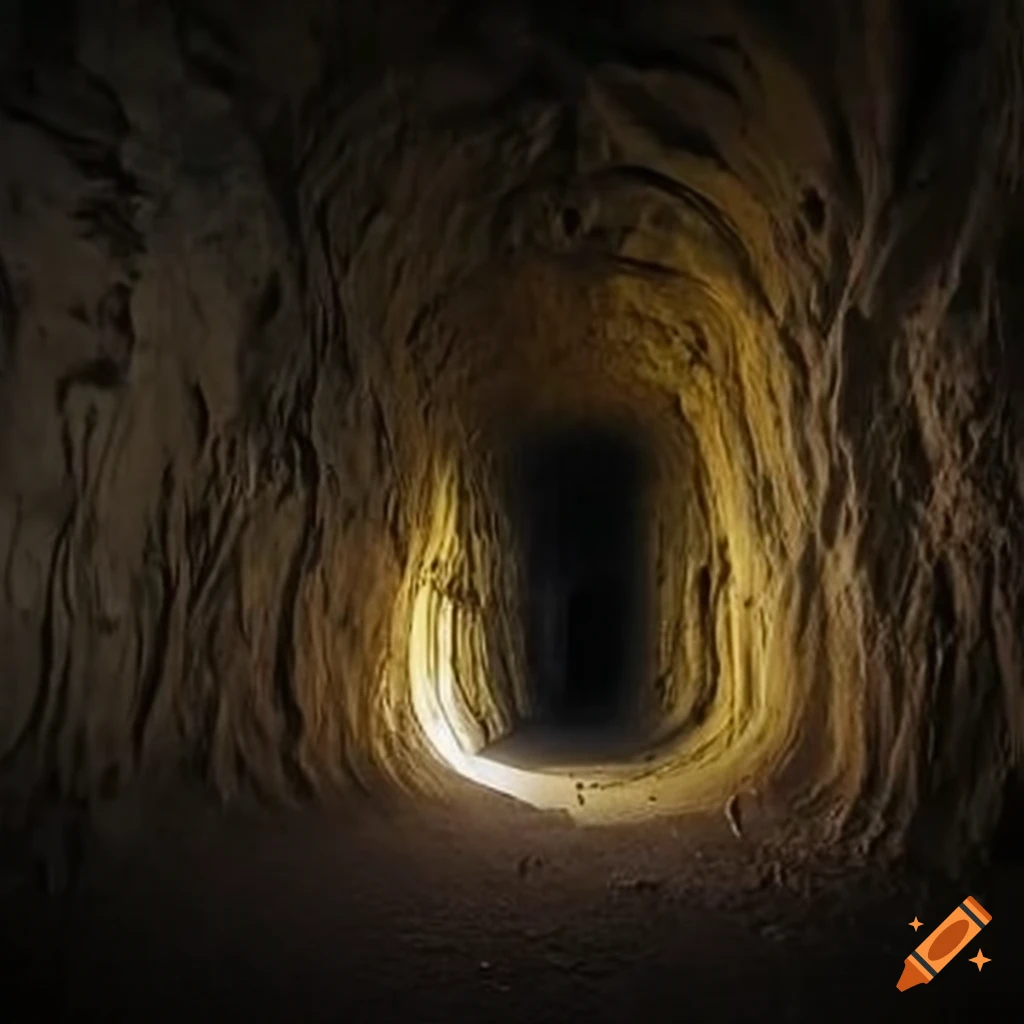 Eerie carved cave tunnels on Craiyon