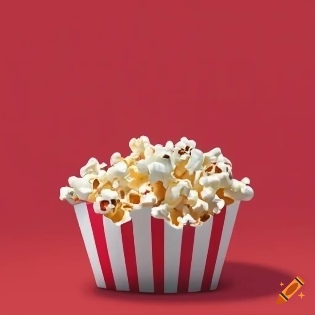 Popcorn advertisement on red background on Craiyon