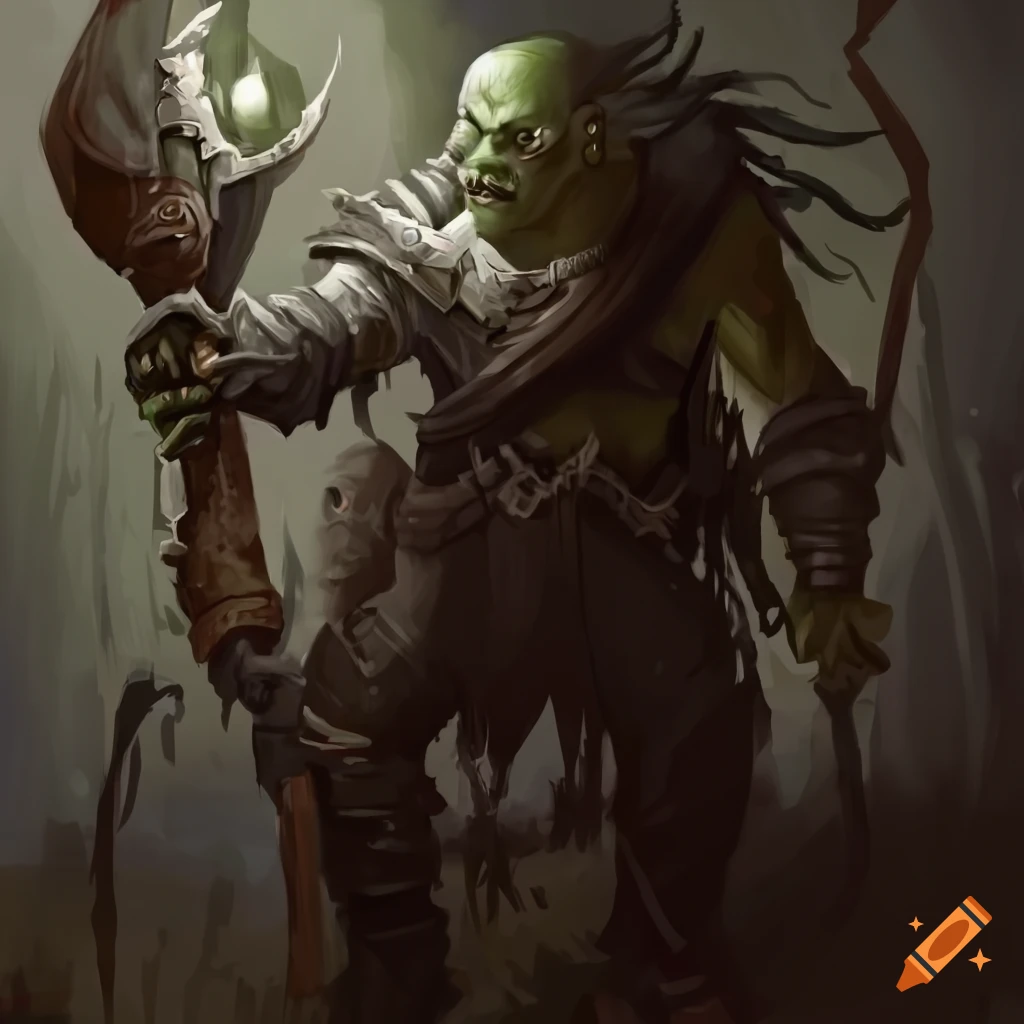 Necromancer half orc character on Craiyon