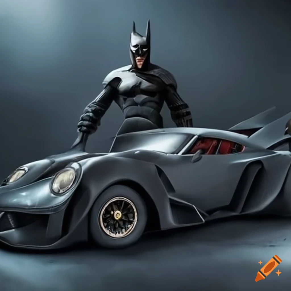 Realistic batmobile with a porsche design in batman style on Craiyon
