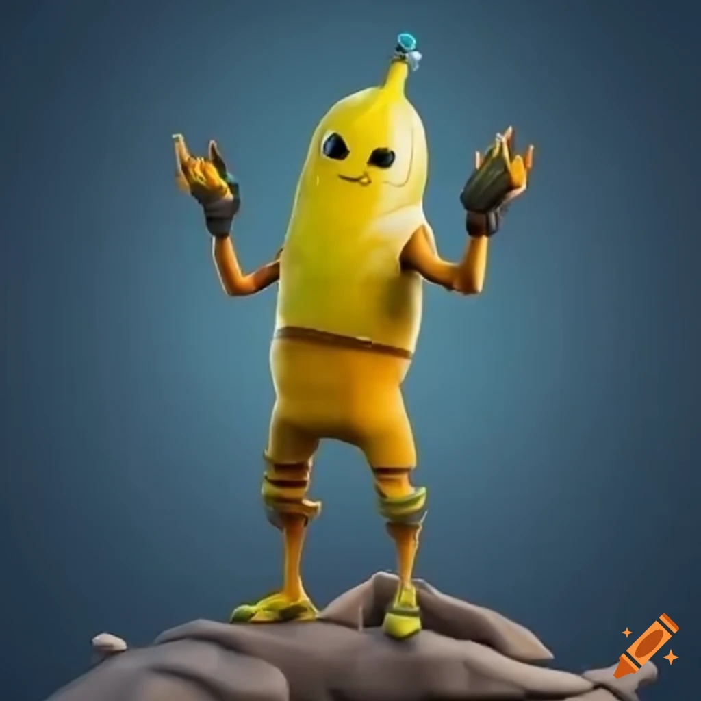 Peely from fortnite causing destruction in a city on Craiyon