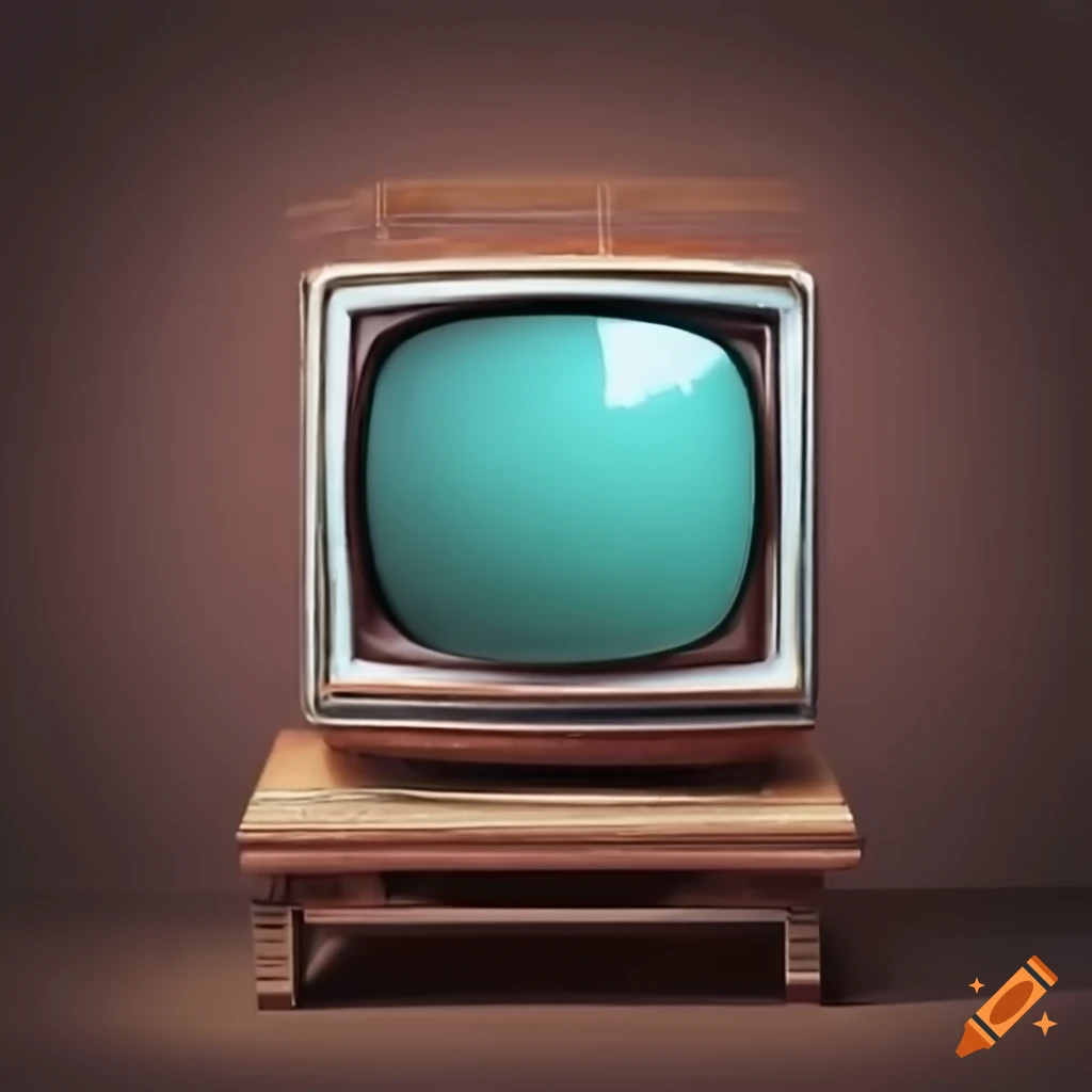 Close up of an old square screen tv on Craiyon