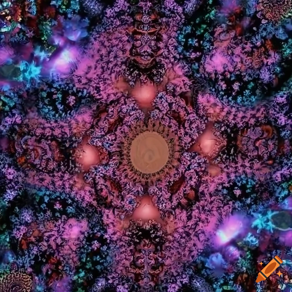 Abstract swirling fractal pattern with spherical elements on Craiyon