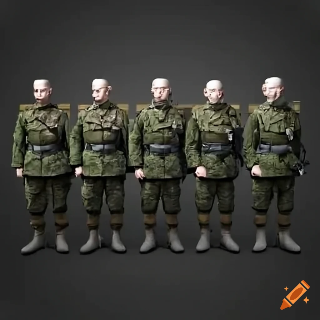 Five soldiers standing in formation on Craiyon