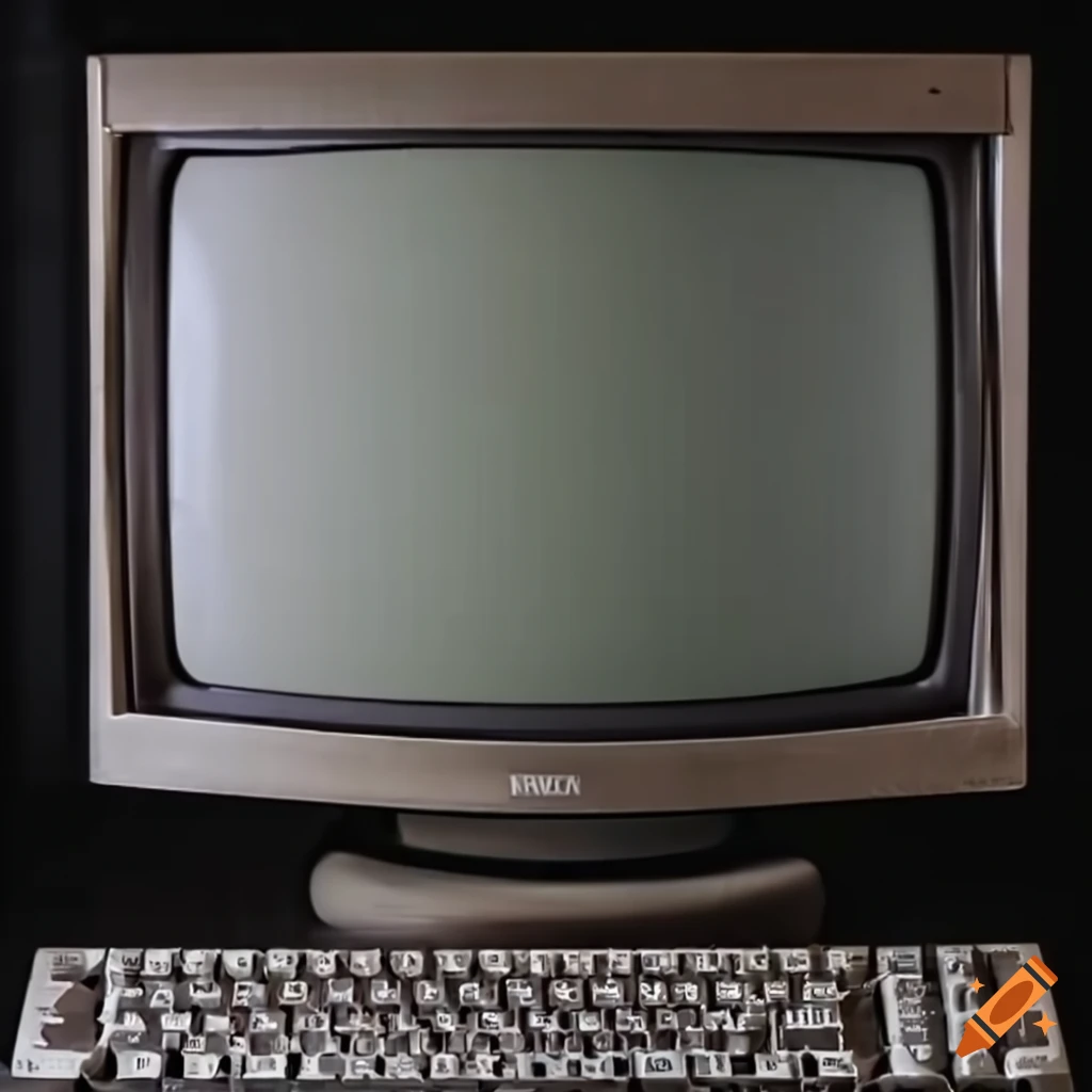 Close up front view of an old computer monitor screen on Craiyon