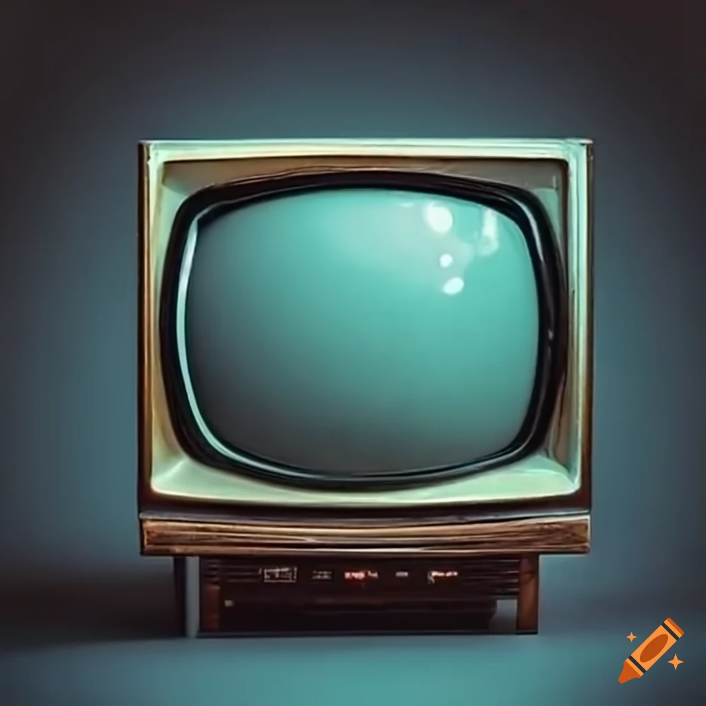 Close up view of an old tv screen on Craiyon