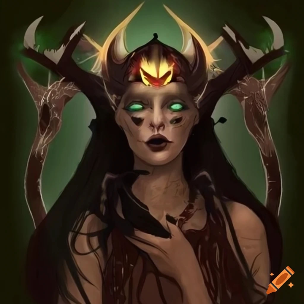 Shadow queen of the forests with long claws and a dark crown on Craiyon