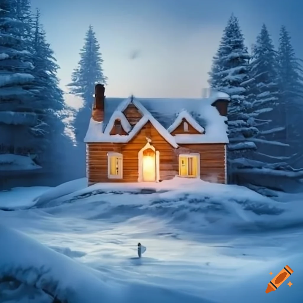 Winter house scene on Craiyon