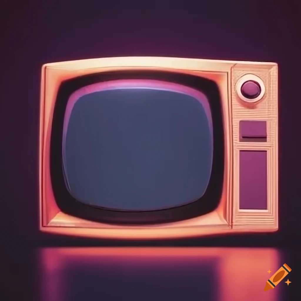 Close-up of an old tv with a synthwave vibe on Craiyon
