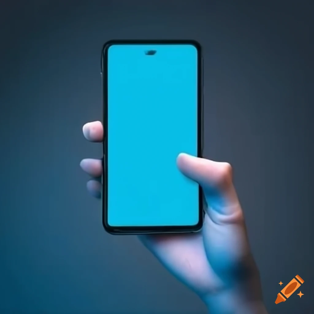 Blue hand holding a phone on Craiyon