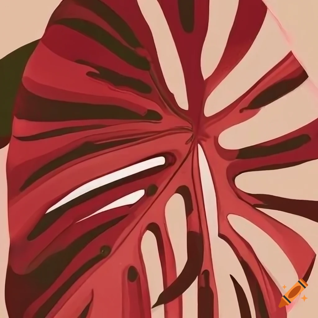 Red monstera with beige background on Craiyon